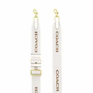 COACH Tonal Signature Webbing Strap - Brass/chalk