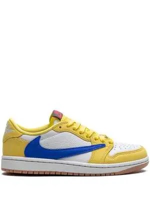 JORDAN X Travis Scott Air 1 Retro Low Canary Sneakers - Neutrals