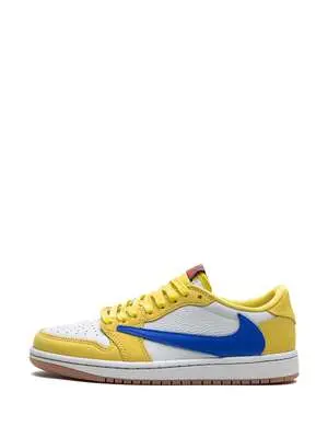 JORDAN X Travis Scott Air 1 Retro Low Canary Sneakers - Neutrals