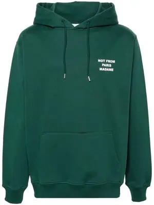 Drole De Monsieur Logo Print Cotton Hoodie - Green