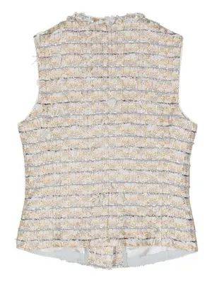 Shiatzy Chen Beaded-trim Tweed Vest - Grey