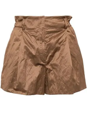 Shiatzy Chen Crease-effect Thigh-length Shorts - Brown