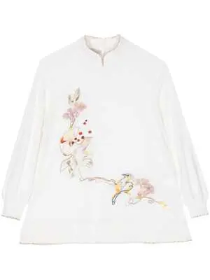 Shiatzy Chen Floral-embroidered Jumper - Neutrals
