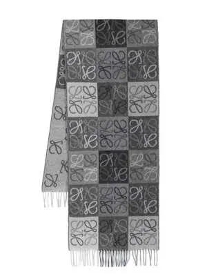 Loewe Anagram Fringed Scarf - Black