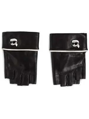Karl Lagerfeld Ikon Leather Fingerless Gloves