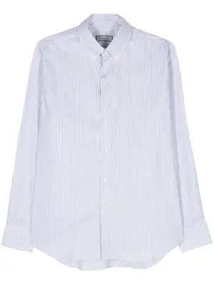 Canali Striped Cotton Shirt - Blue