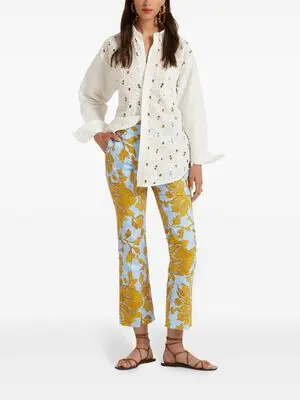 La DoubleJ 24/7 Floral-print Cropped Trousers - Yellow