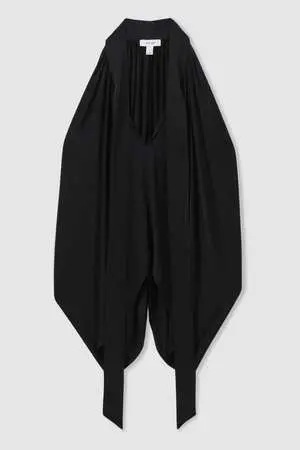 REISS Luisa Draped Tie-neck Top