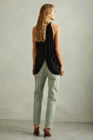 REISS Luisa Draped Tie-neck Top
