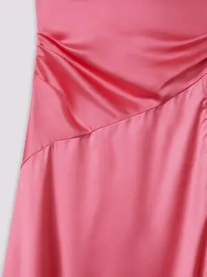 LEO LIN Ruched Cowl Neck Satin Maxi Dress