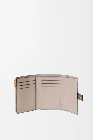 Loewe Small Vertical Wallet In Soft Grained Leather Skin - Taupe/gold