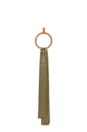 Loewe Stole In Silk And Wool - Khaki Green