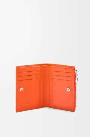 Loewe Slim Compact Wallet In Textured Classic Leather Skin Orange