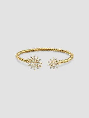 David Yurman Starburst Cable Bracelet In 18k Yellow - Diamond