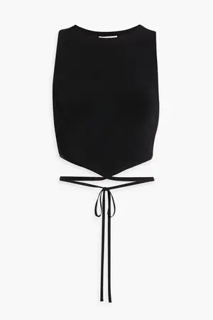 Alice + Olivia Latia Cropped Stretch-jersey Top - Black