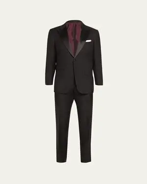 Kiton Peak Wool Tuxedo - Black
