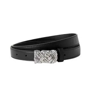 Bottega Veneta Pleat Leather Belt - Black