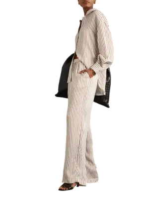 Brunello Cucinelli Striped Woven Wide-leg Pants