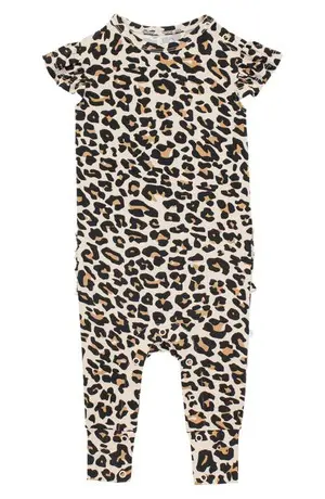 POSH PEANUT Lana Leopard Ruffle Sleeve Romper