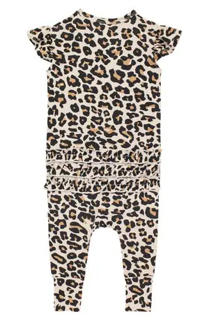 POSH PEANUT Lana Leopard Ruffle Sleeve Romper
