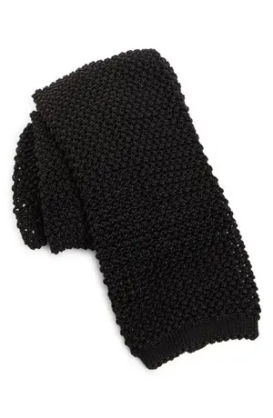 Ralph Lauren Purple Label Silk Knit Skinny Tie - Black