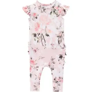 POSH PEANUT Rose Ruffle Fitted Romper - Pink