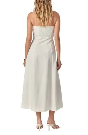 Endless Rose Strapless Linen Midi Dress - White