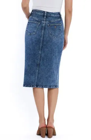 WASH LAB DENIM Silver Denim Midi Skirt