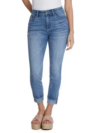 HINT OF BLU Cuffed Crop Skinny Jeans - Worn Blue