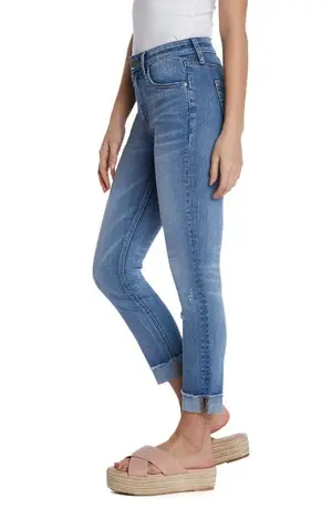HINT OF BLU Cuffed Crop Skinny Jeans - Worn Blue