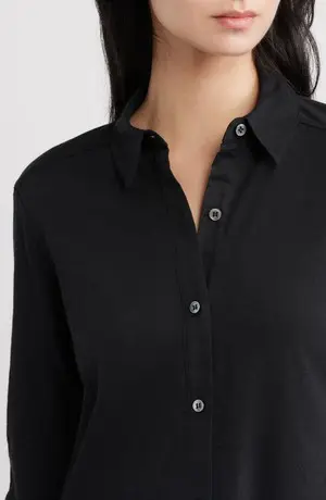 Theory Riduro C Nebulous Organic Cotton Slub Shirt - Black
