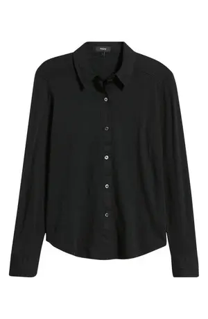 Theory Riduro C Nebulous Organic Cotton Slub Shirt - Black