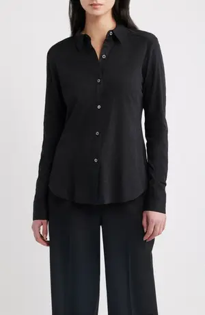 Theory Riduro C Nebulous Organic Cotton Slub Shirt - Black