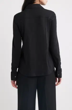 Theory Riduro C Nebulous Organic Cotton Slub Shirt - Black