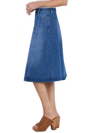 WASH LAB DENIM Spin Paneled Midi Skirt