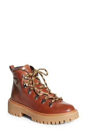 Prada St. Moritz Leather Hiking Boots - Cognac