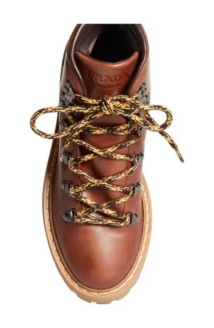Prada St. Moritz Leather Hiking Boots - Cognac