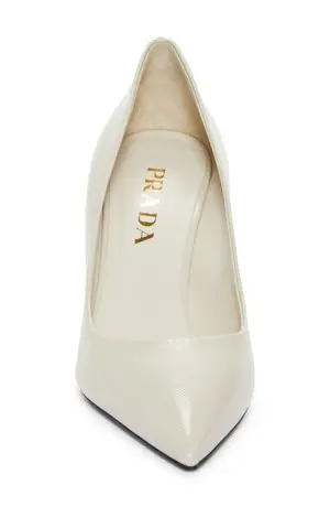 Prada Saffiano Leather Pointed-toe Pump - Avorio