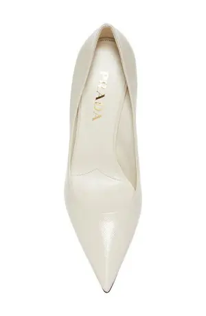 Prada Saffiano Leather Pointed-toe Pump - Avorio