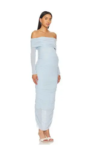 BUMPSUIT Off The Shoulder Mesh Dress - Powder Blue