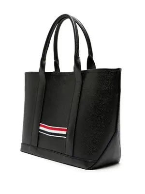 Thom Browne Small Leather Tote Bag - Black