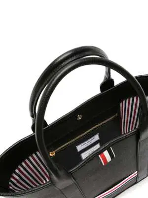 Thom Browne Small Leather Tote Bag - Black