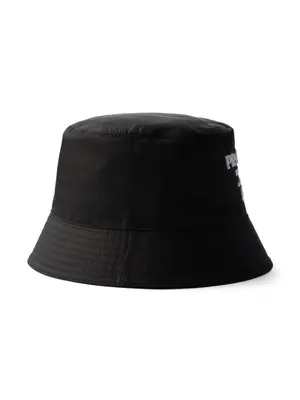 Prada Embossed-Logo Padded Bucket Hat - Black | Editorialist display picture 3