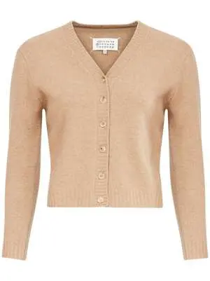 MAISON MARGIELA V-neck Wool Cardigan - Neutrals
