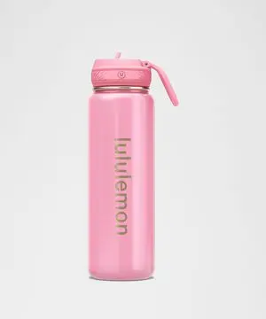 Lululemon Back To Life Sport Bottle 24oz Straw Lid Candy Cloud/gold