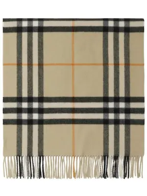 Burberry Wide Check Cashmere Scarf Neutrals