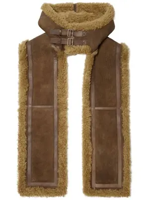 Burberry Hooded Shearling Scarf - Brown