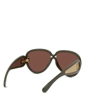 Loewe Wave Mask Pilot Sunglasses - Green/brown Mirrored Solid