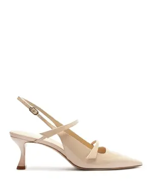 ALEXANDRE BIRMAN Tita Mid-heel Slingback Pumps - Semolina