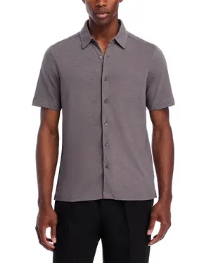 Theory Noran Cotton Regular Fit Button Down Shirt Carbon